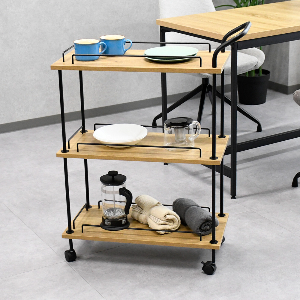 キッチンワゴン キャスター付き 高さ90cm 隙間収納 モダン 北欧 おしゃれ ダイニング キッチン リビング 新生活 整理 収納 収納ワゴン マルチワゴン バスケット ラック